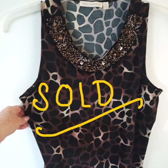 Maria Gabrielle | Tops | Animal Print Embellished Top | Poshmark